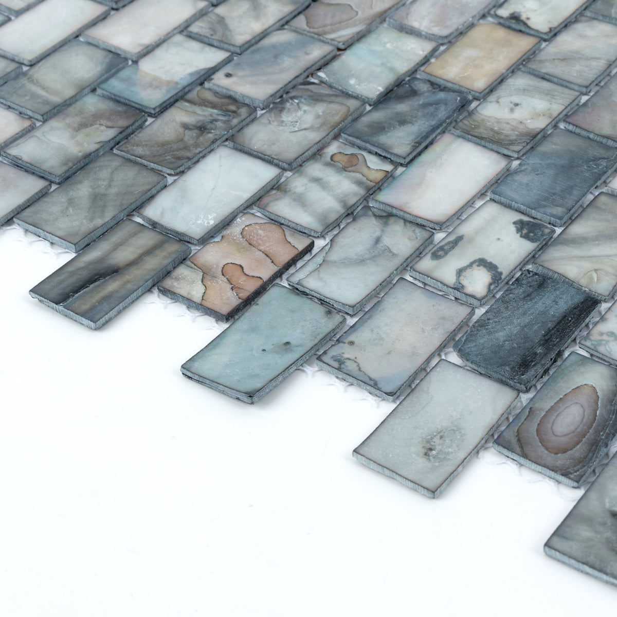 0.6" x 1" Mother of Pearl Seashell Brick Joint Mosaic Sheet - 12.35 Sq ...